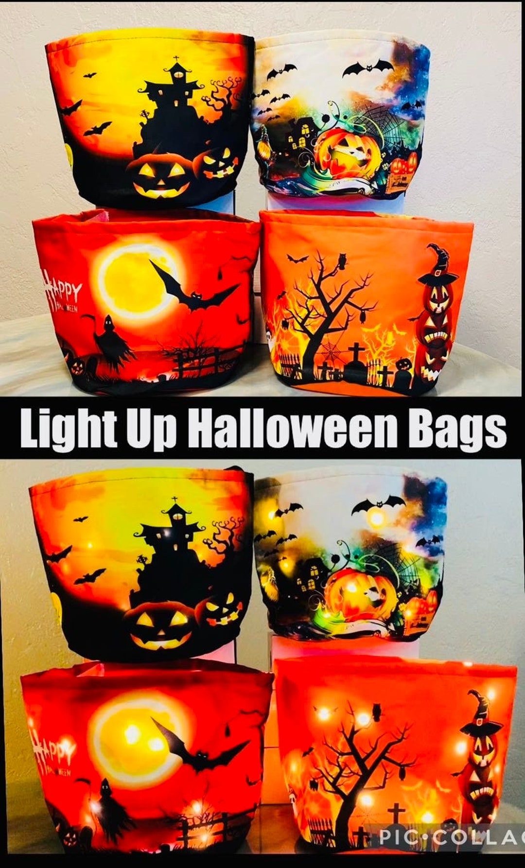 Halloween Bags, Trick or Treat Bag, Light up Bag, Tote, Kids Halloween ...