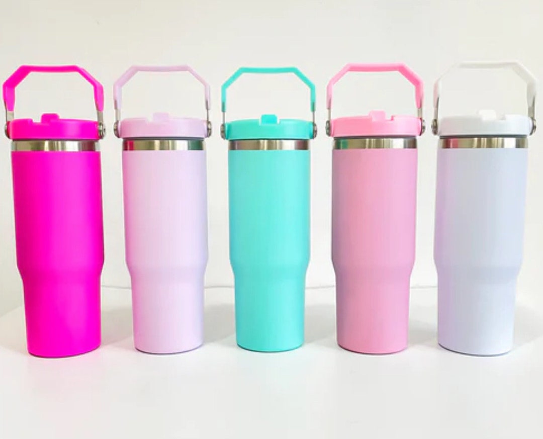 30oz Sublimation Tumbler With Handle, Waterbottle With Handle, Macaroon ...