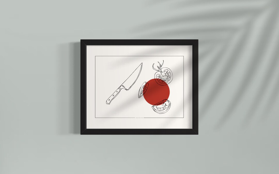 Tomato Line Drawing Print | Kitchen Decor | Minimalist Wall Art ...