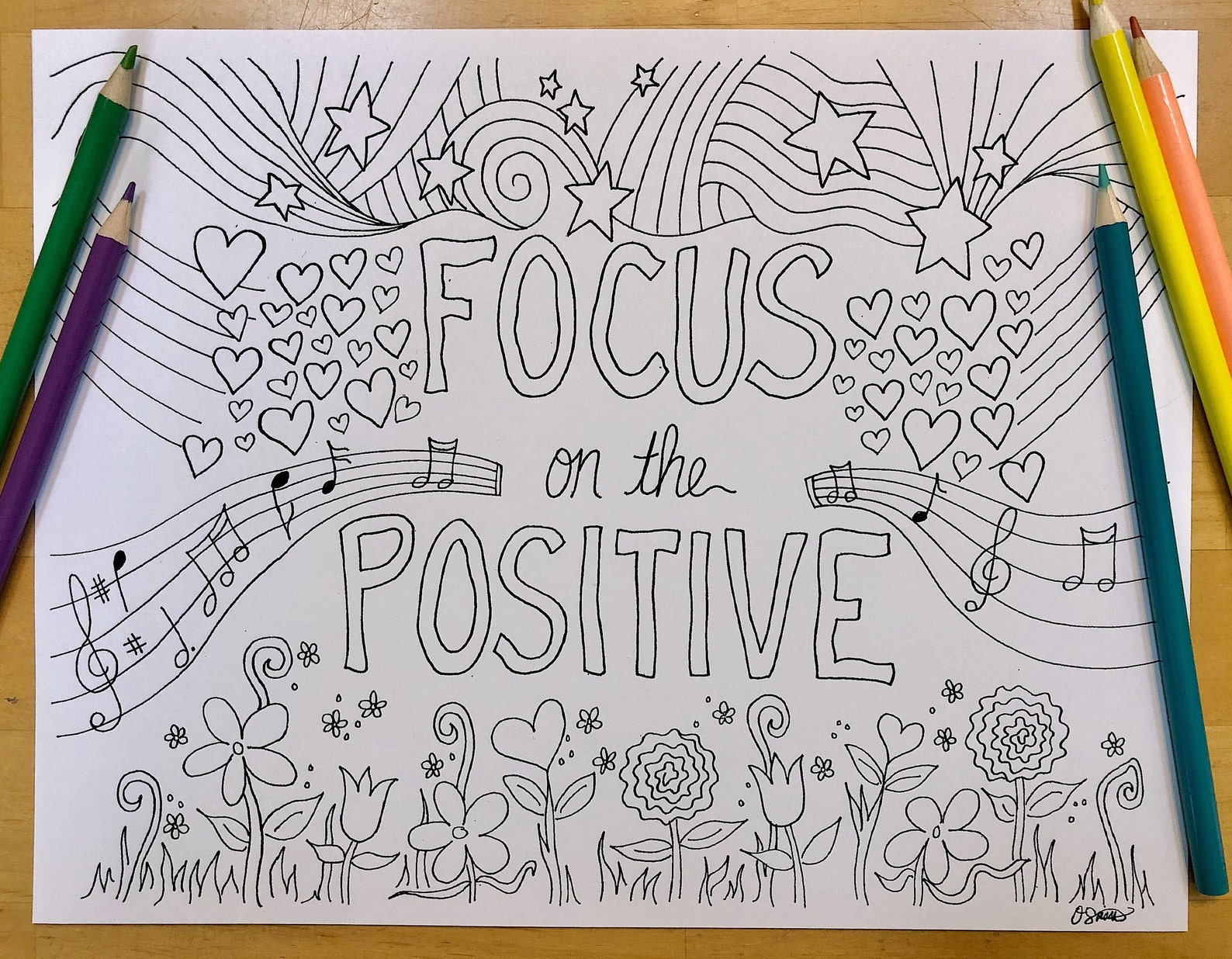 Positivity Coloring Pages for Adults, Instant PDF Download, 6 Coloring ...