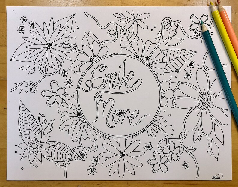 Positivity Coloring Pages for Adults, Instant PDF Download, 6 Coloring ...