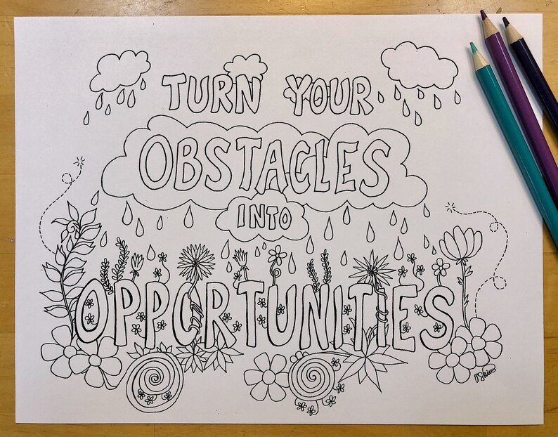 Positivity Coloring Pages for Adults, Instant PDF Download, 6 Coloring ...