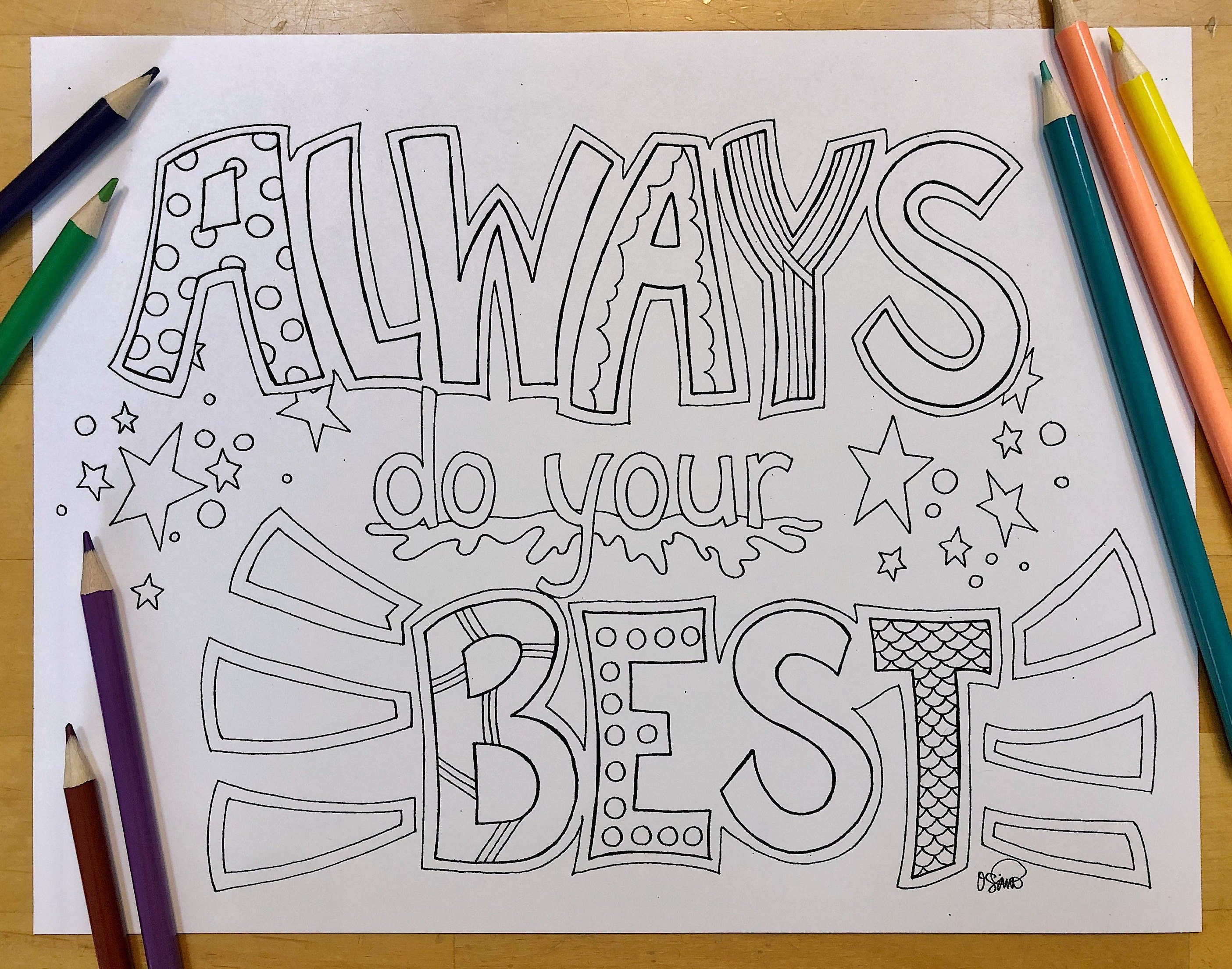 Positivity Coloring Pages for Adults, Instant PDF Download, 6 Coloring ...