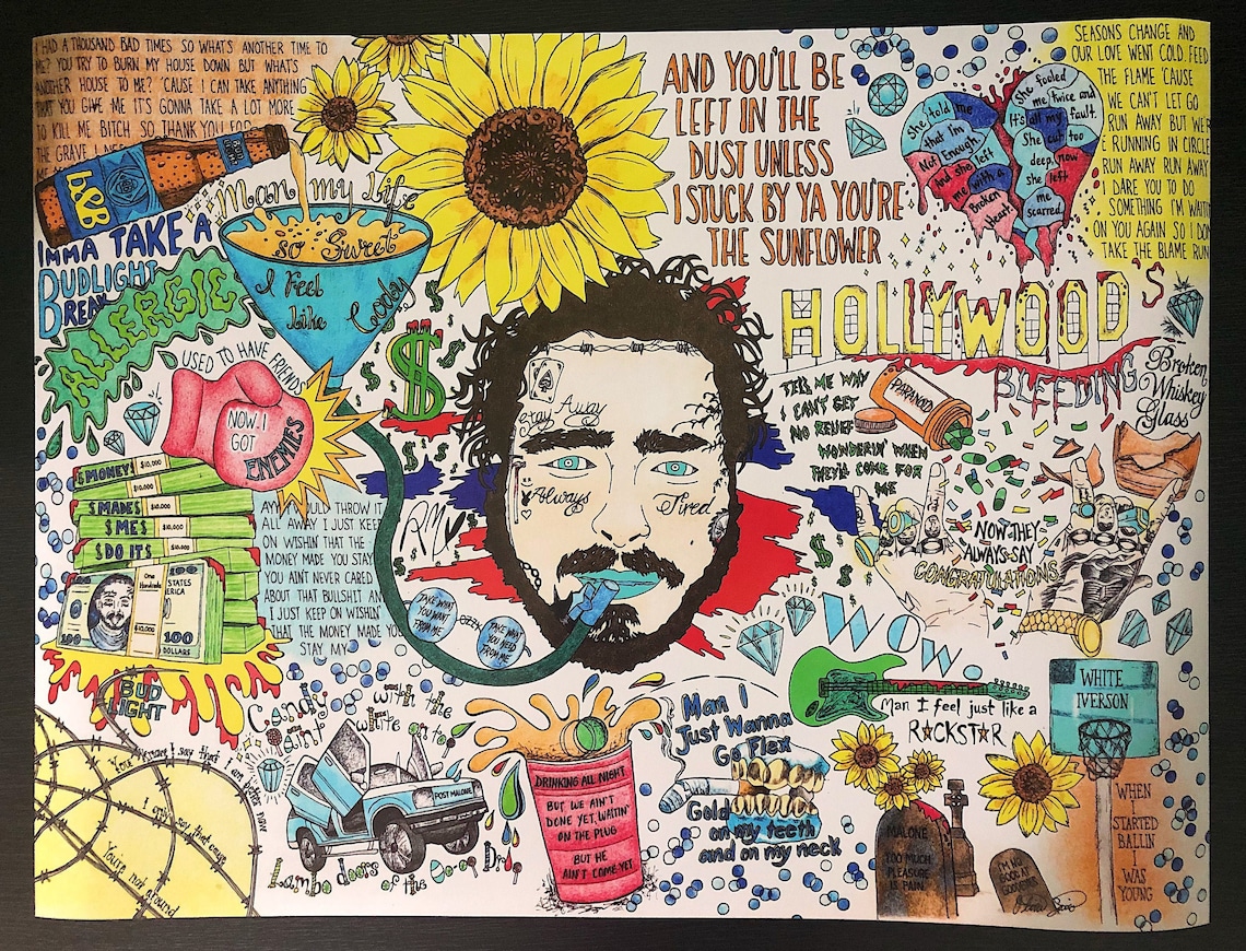 Post Malone Poster, Post Malone Art, Post Malone Song Lyrics, Music ...