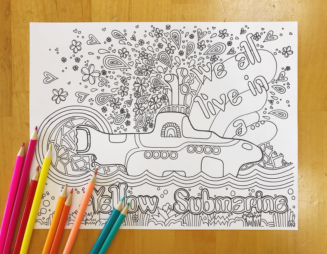 The Beatles Coloring Pages, Hand-drawn Art, Adult Coloring Book ...