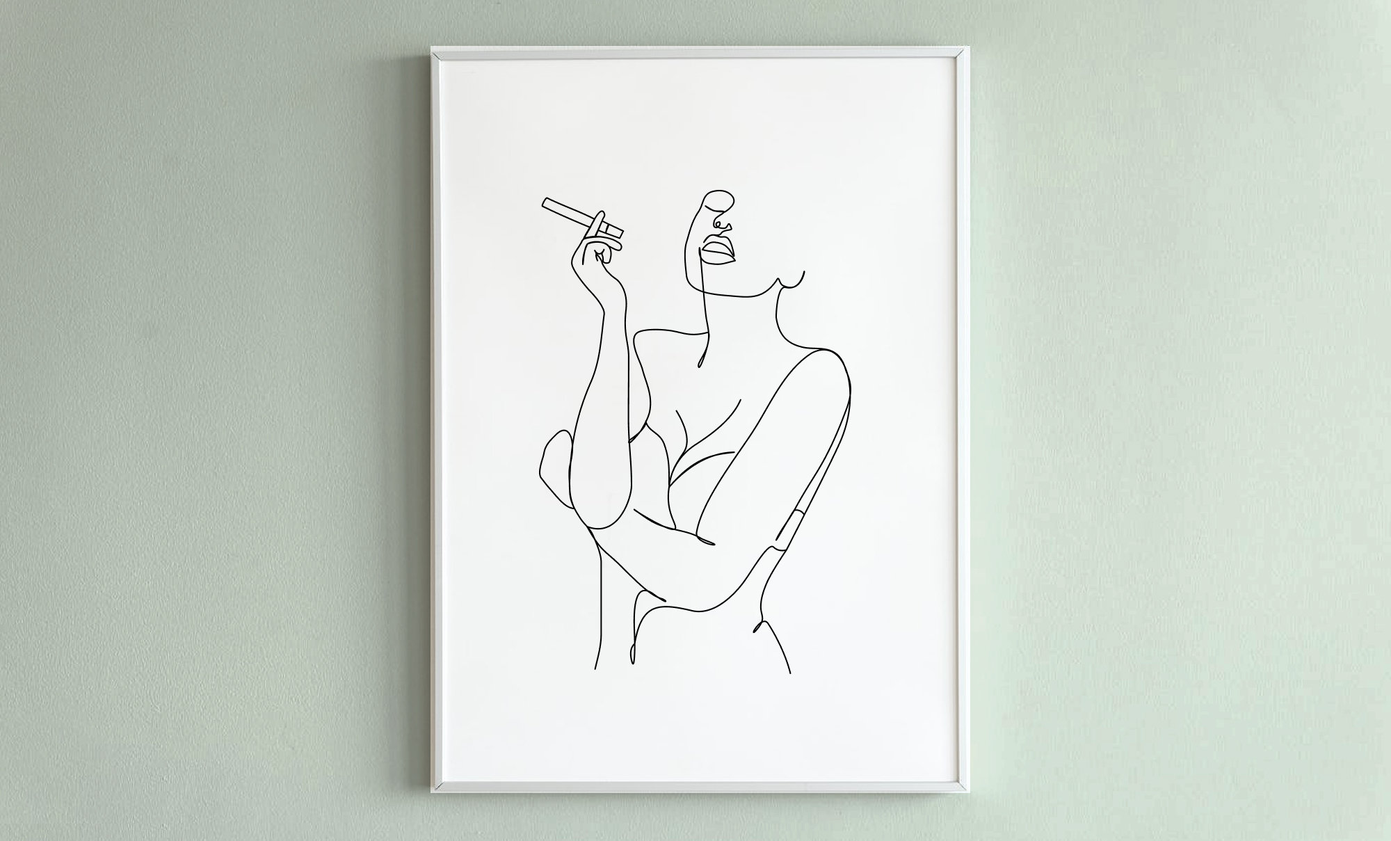 Woman Smoking Line Art Smoking Wall Art Print Minimal | Etsy