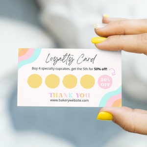 Retro Cake Loyalty Card for Bakery Business, Bakery Branding Cupcake ...