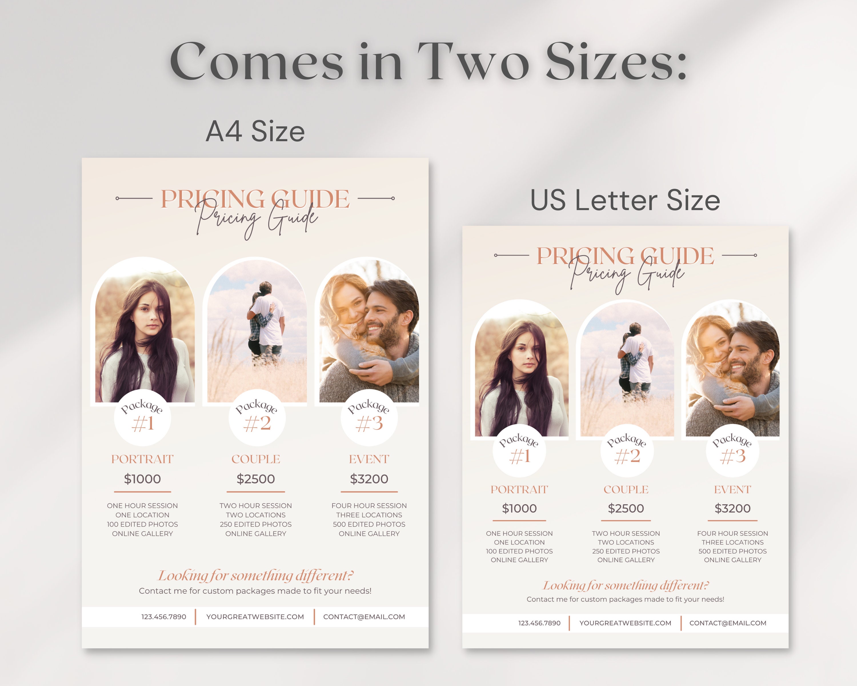 Photography Price List Template for Canva, Wedding Photography Rate ...