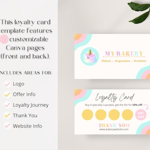 Retro Cake Loyalty Card for Bakery Business Bakery Branding - Etsy