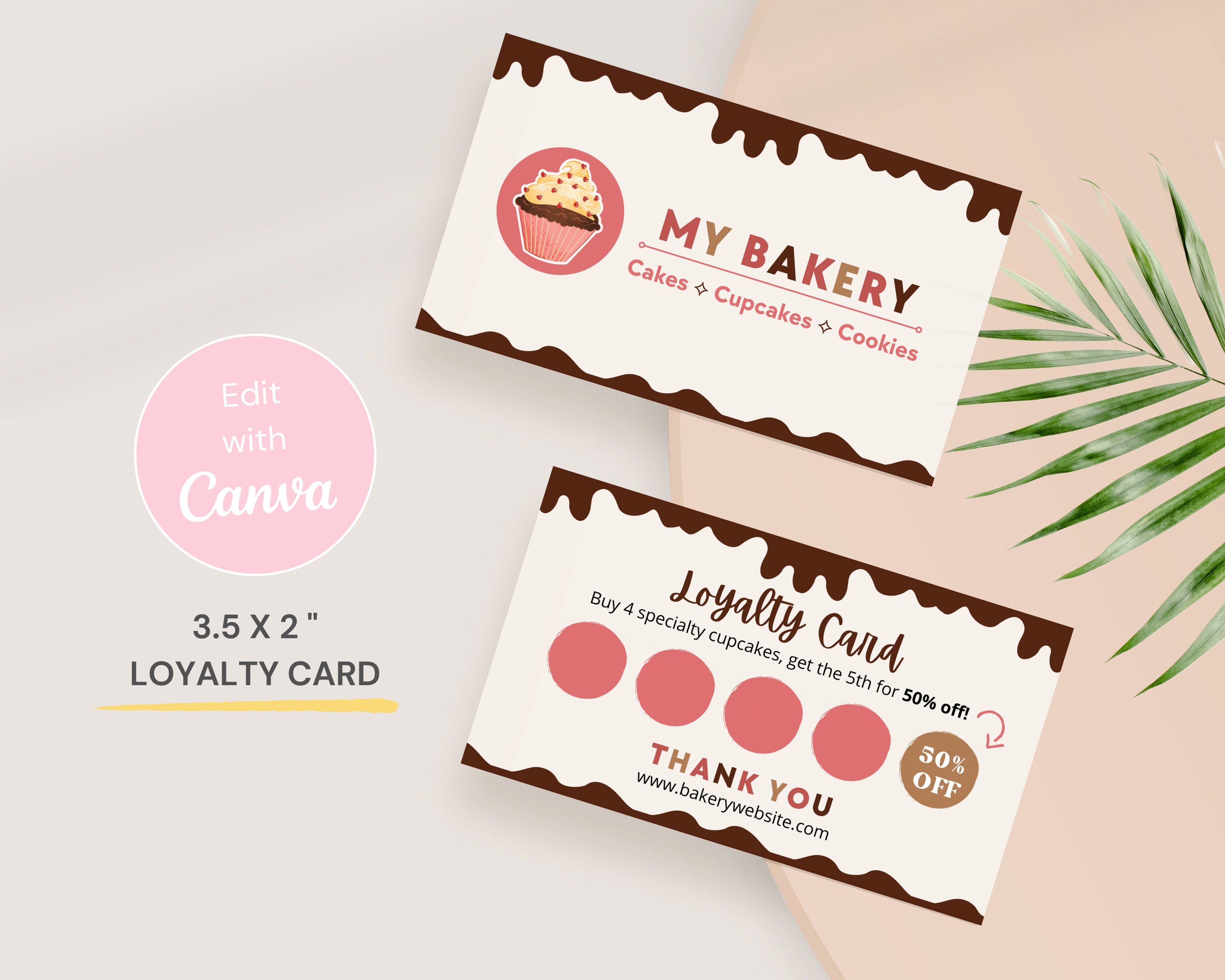 Cake Loyalty Card for Bakery Business, Bakery Branding Rewards Card ...