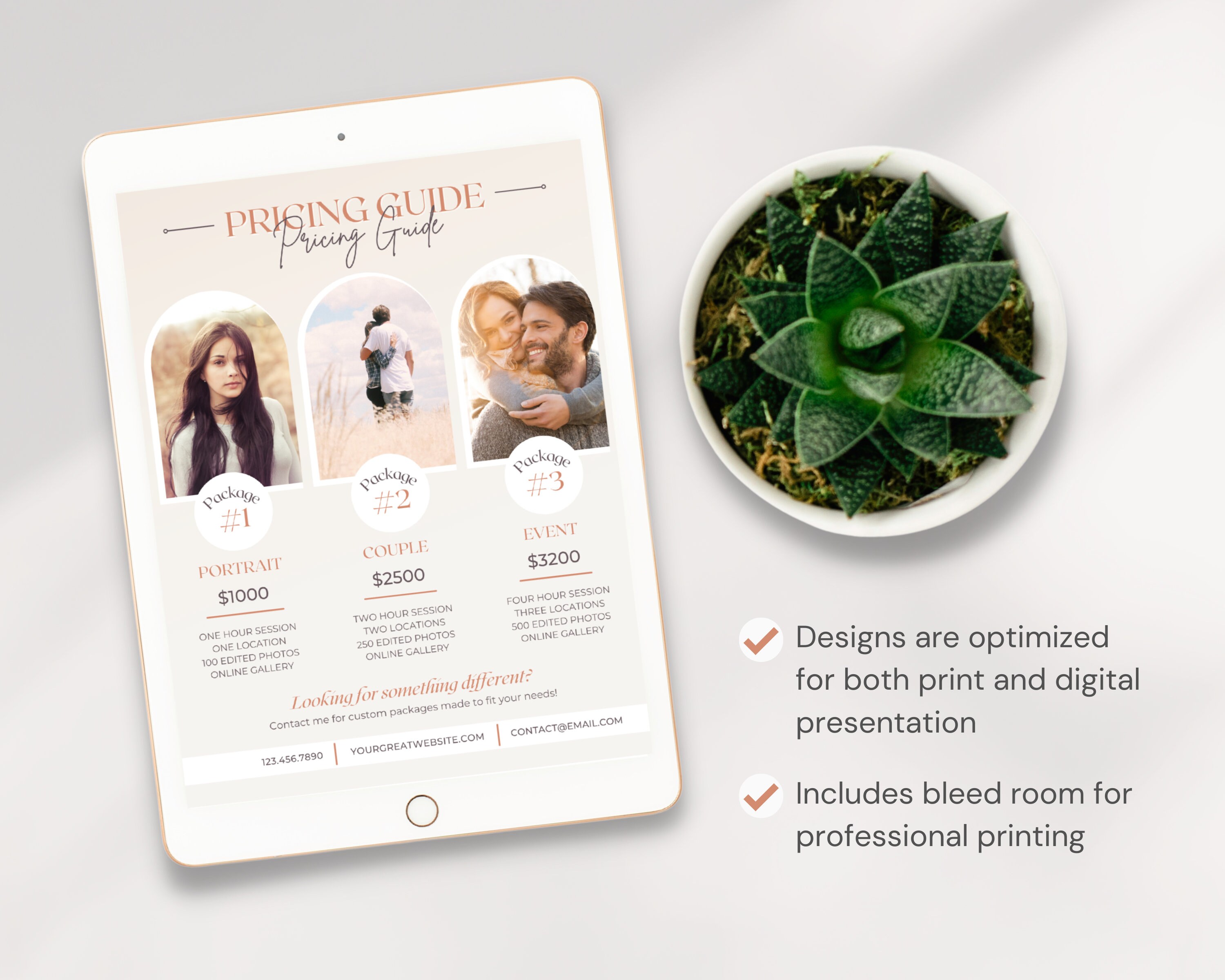 Photography Price List Template for Canva, Wedding Photography Rate ...