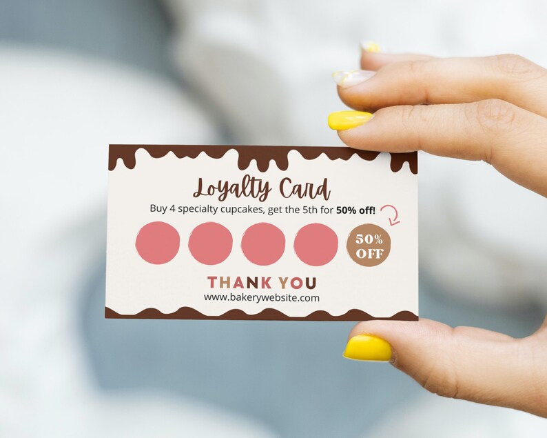 Cake Loyalty Card for Bakery Business, Bakery Branding Rewards Card ...