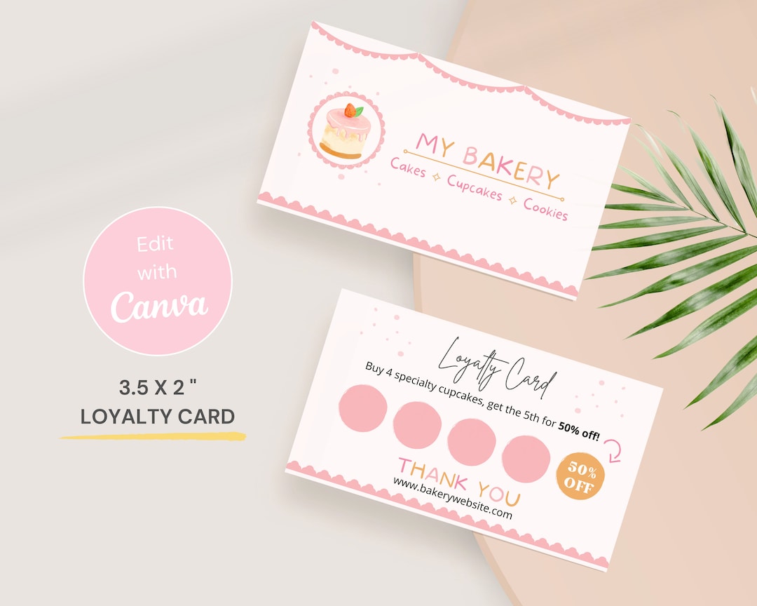 Cake Loyalty Card for Bakery Business, Bakery Branding Cupcake Rewards ...