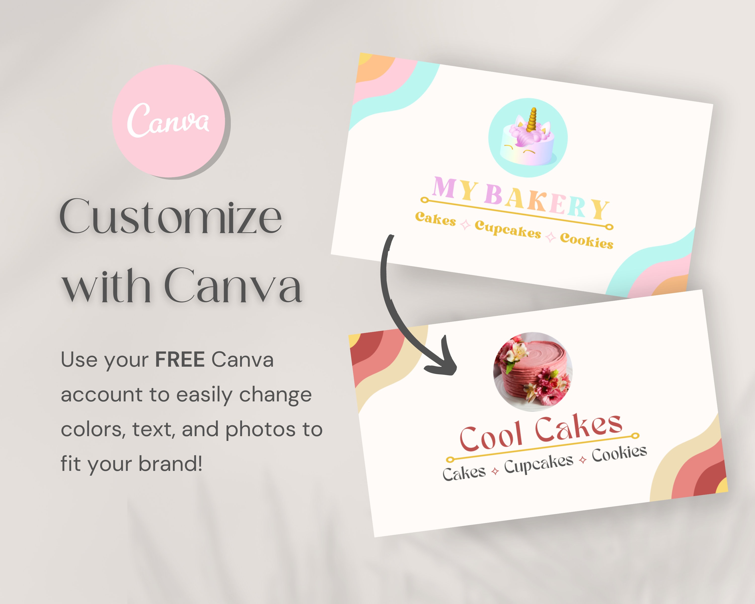 Retro Bakery Business Card With QR Code, Diy Cake Business Card Canva ...