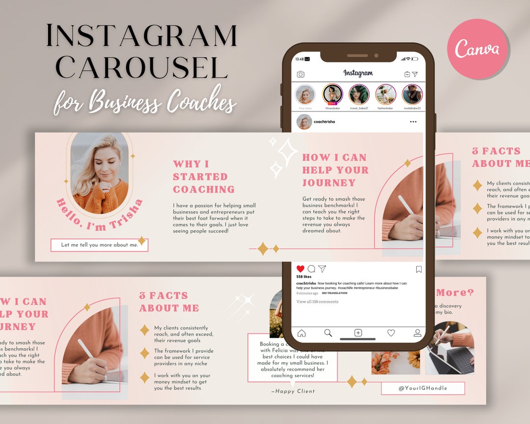 Instagram Carousel Template for Business Coaches | Business Coach Pink ...