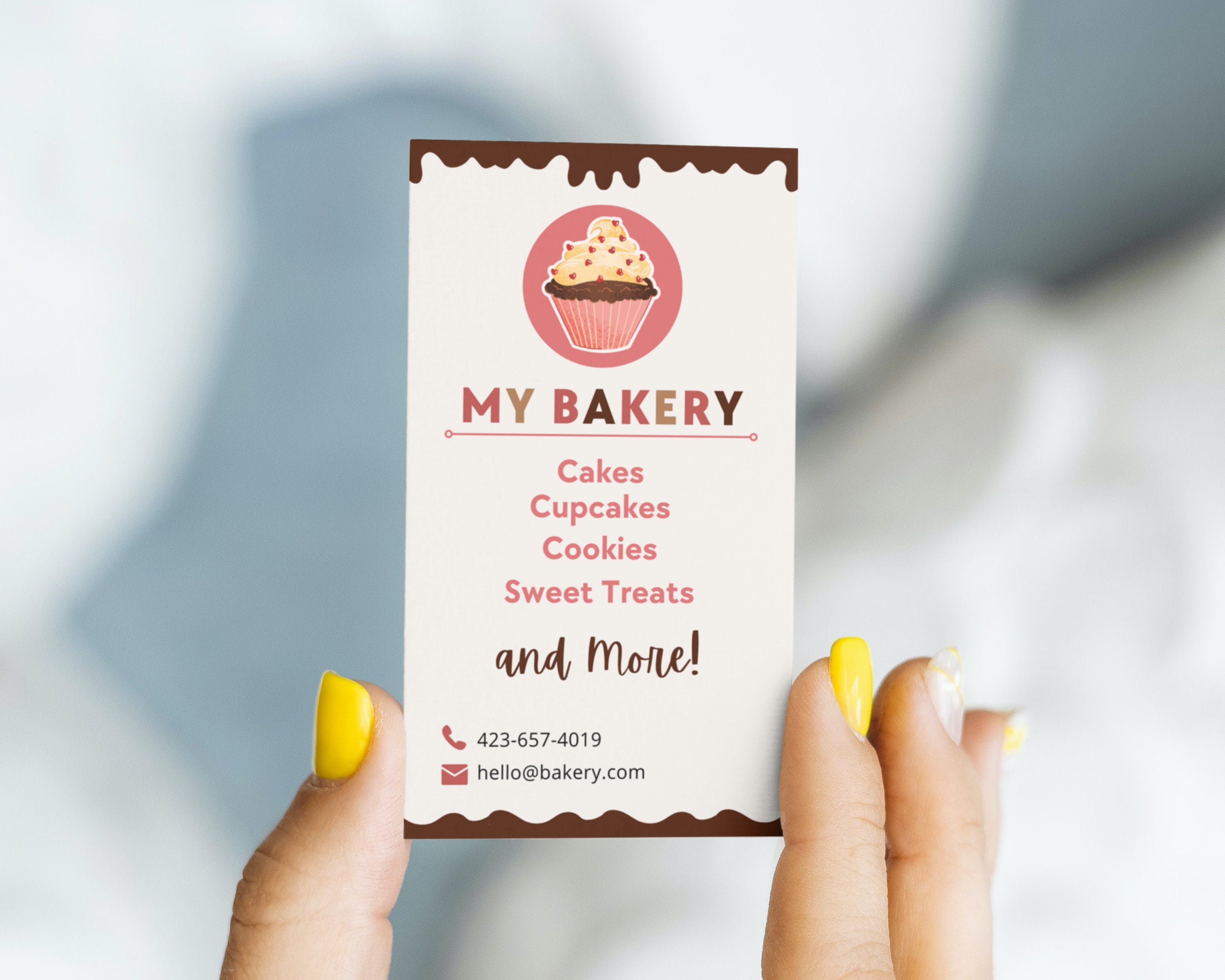 Bakery Business Card With QR Code, Vertical DIY Cake Business Card ...