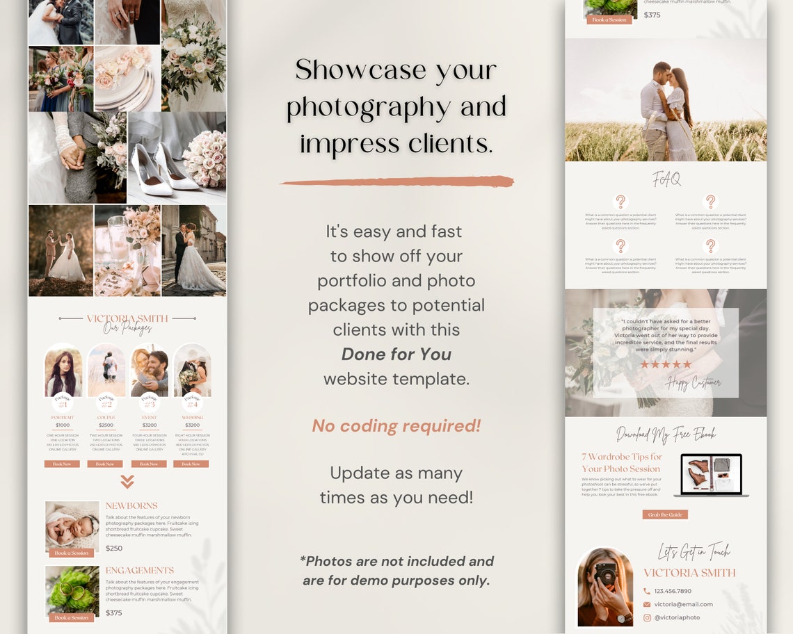 Canva Website Template for Photographers, Website Template Canva for ...