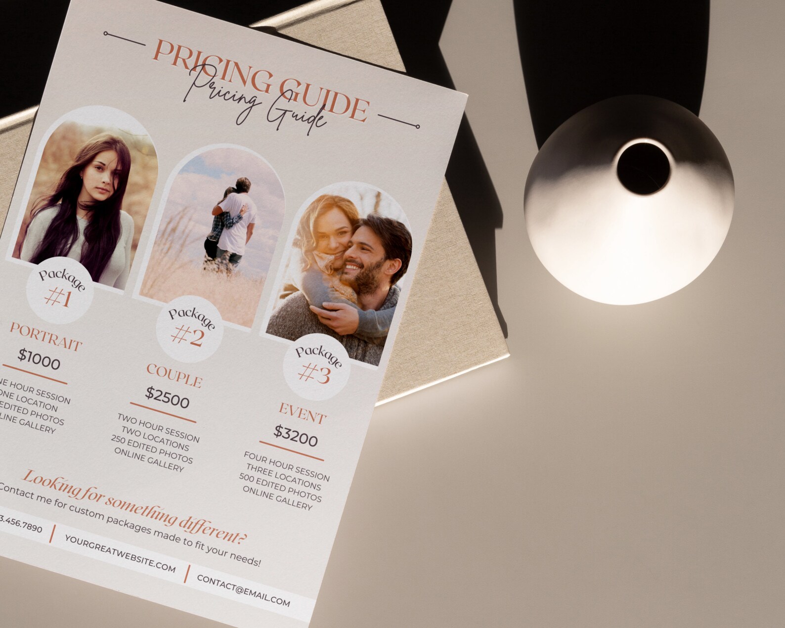 Photography Price List Template for Canva, Wedding Photography Rate ...