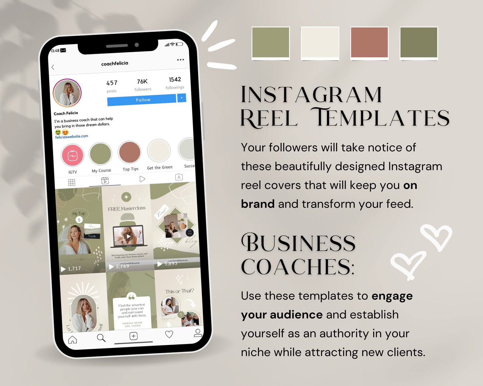 15 Green Instagram Reels Template, Coaching Templates Instagram Content ...