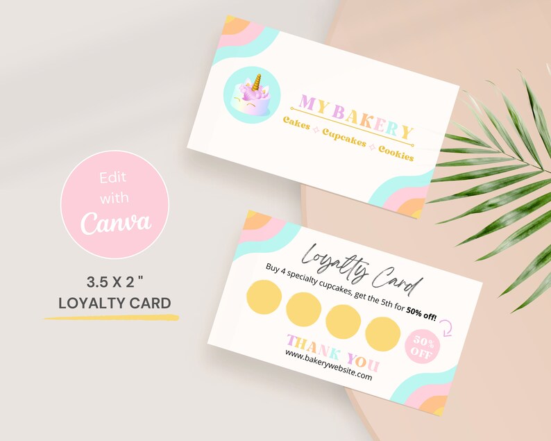 Retro Cake Loyalty Card for Bakery Business, Bakery Branding Cupcake ...