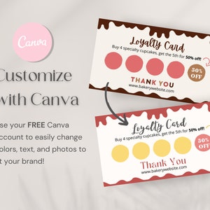Cake Loyalty Card for Bakery Business, Bakery Branding Rewards Card ...