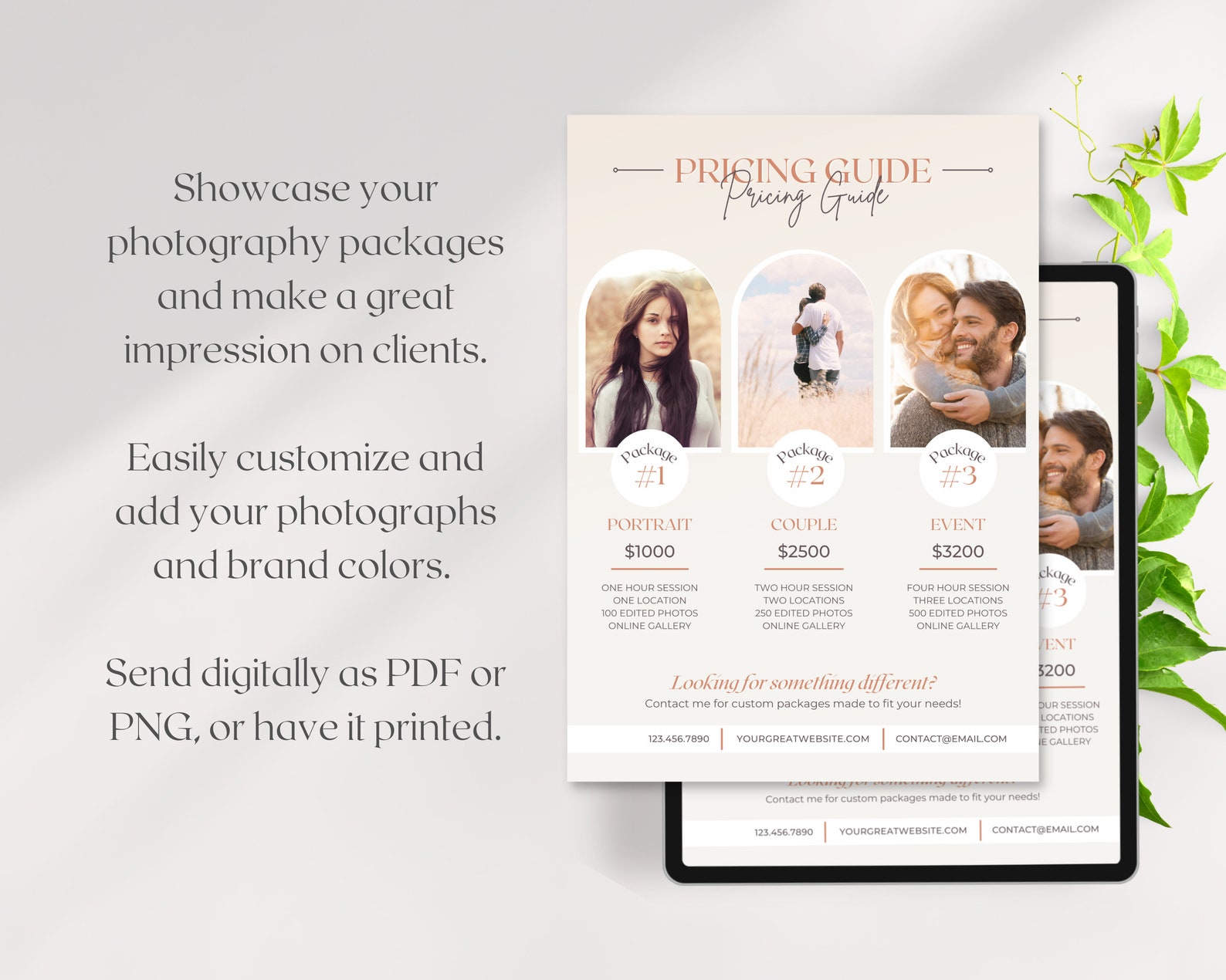 Photography Price List Template for Canva, Wedding Photography Rate ...