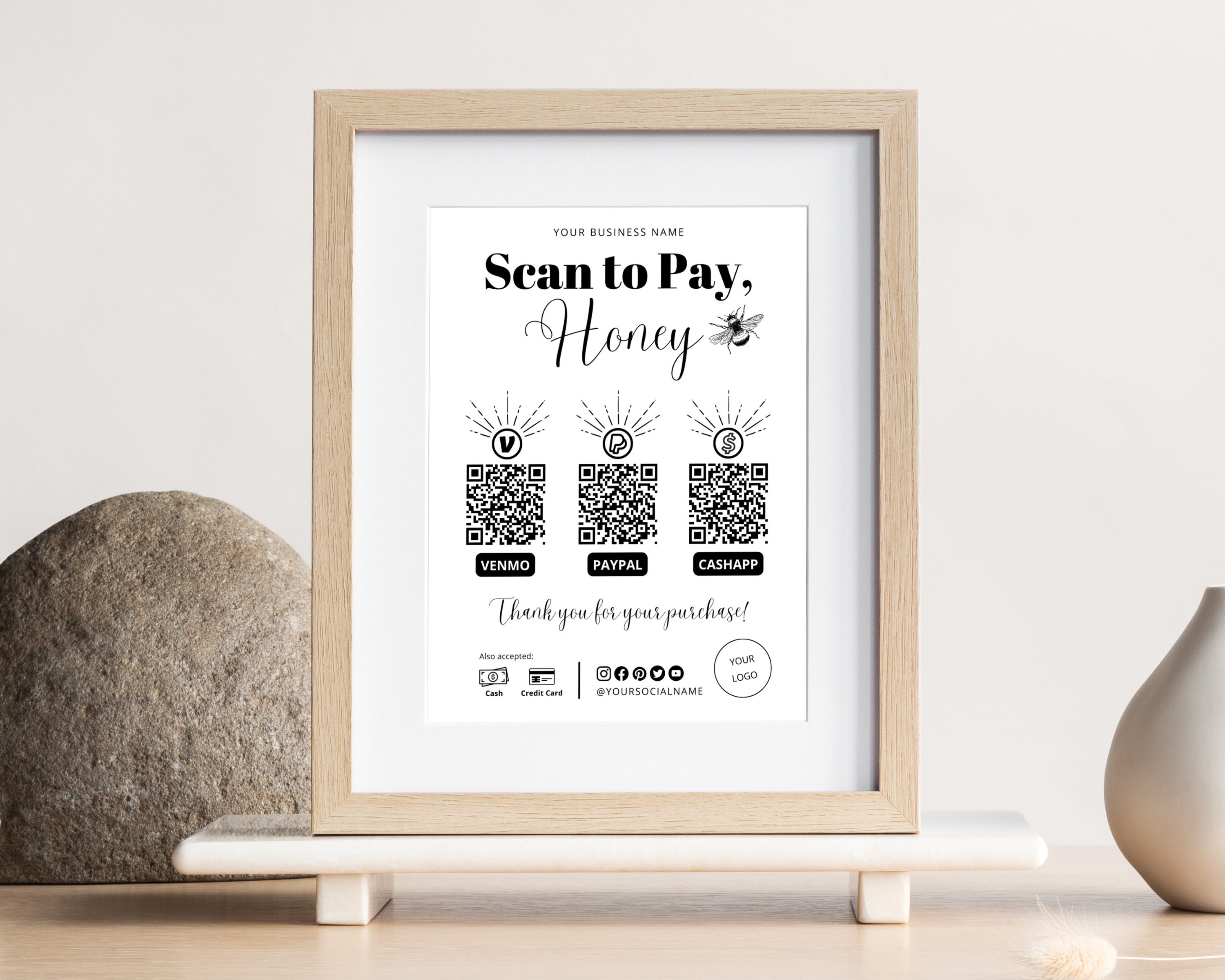 Editable Scan to Pay Sign Payment Method Sign Canva Template - Etsy
