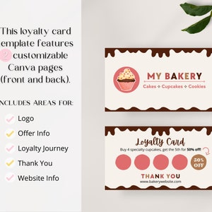 Cake Loyalty Card for Bakery Business, Bakery Branding Rewards Card ...