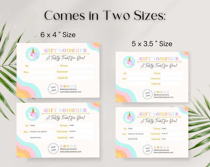 Retro Bakery Gift Card Template for Canva, Cake Business DIY Gift ...