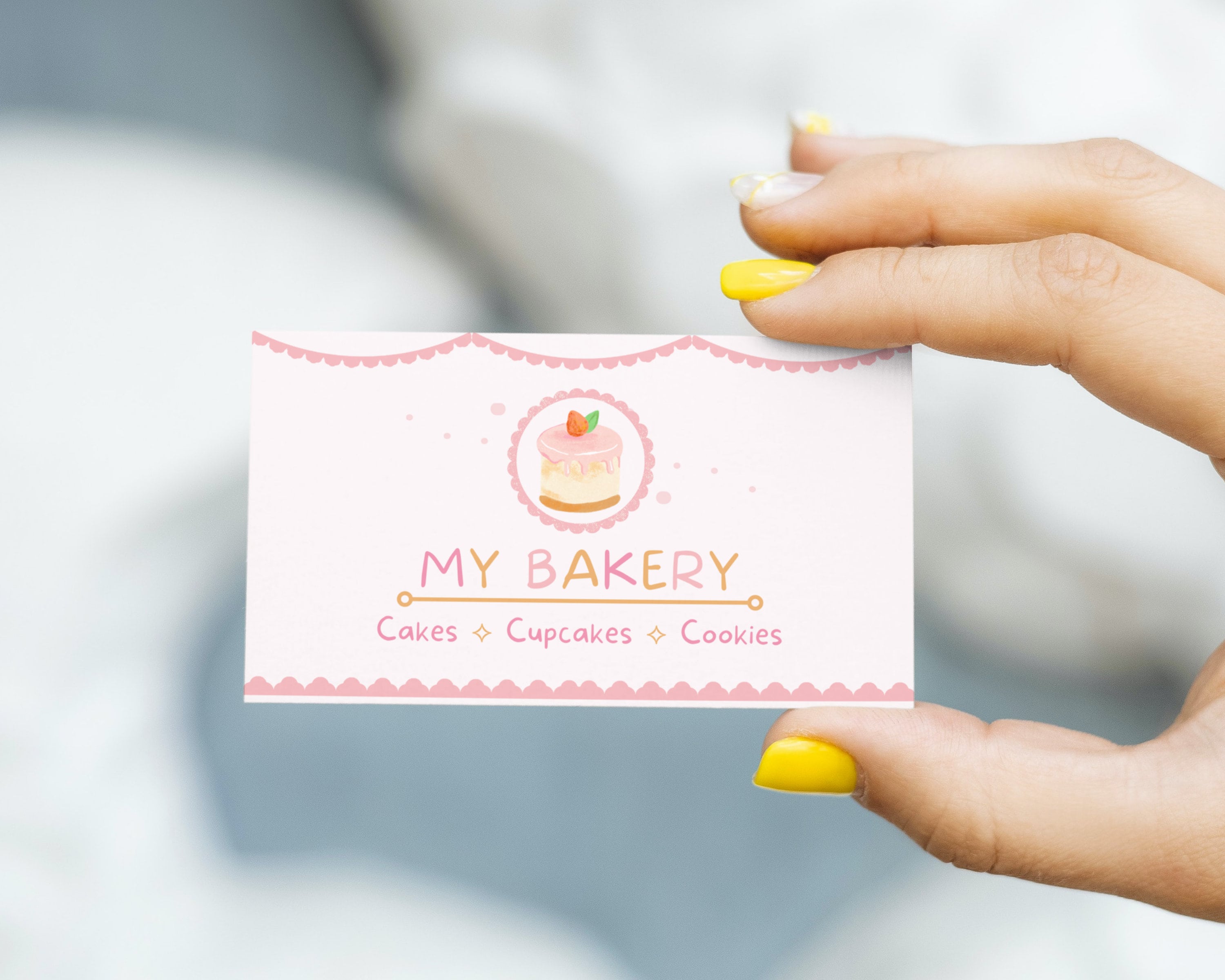 Bakery Business Card With QR Code, Editable Cake Business Card Canva ...