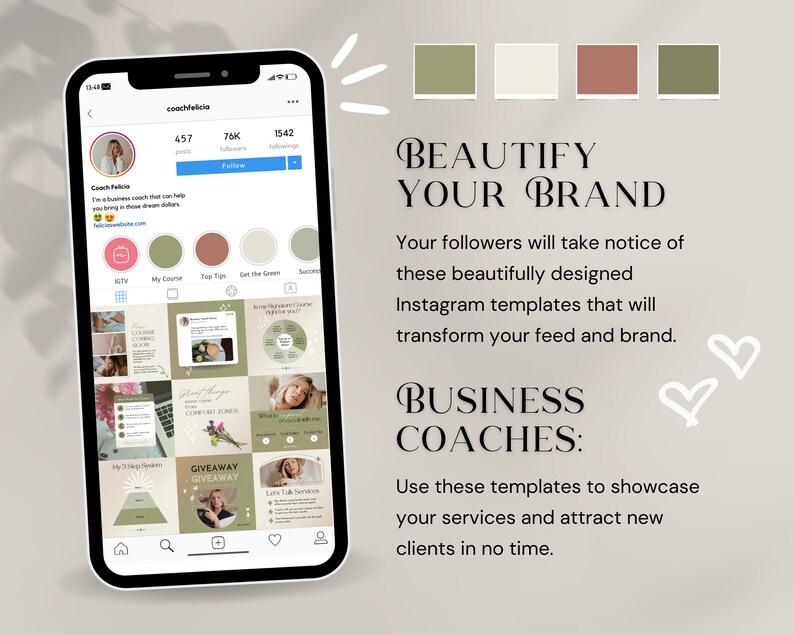 Instagram Template Social Media Bundle for Coaches, Canva Bundle ...