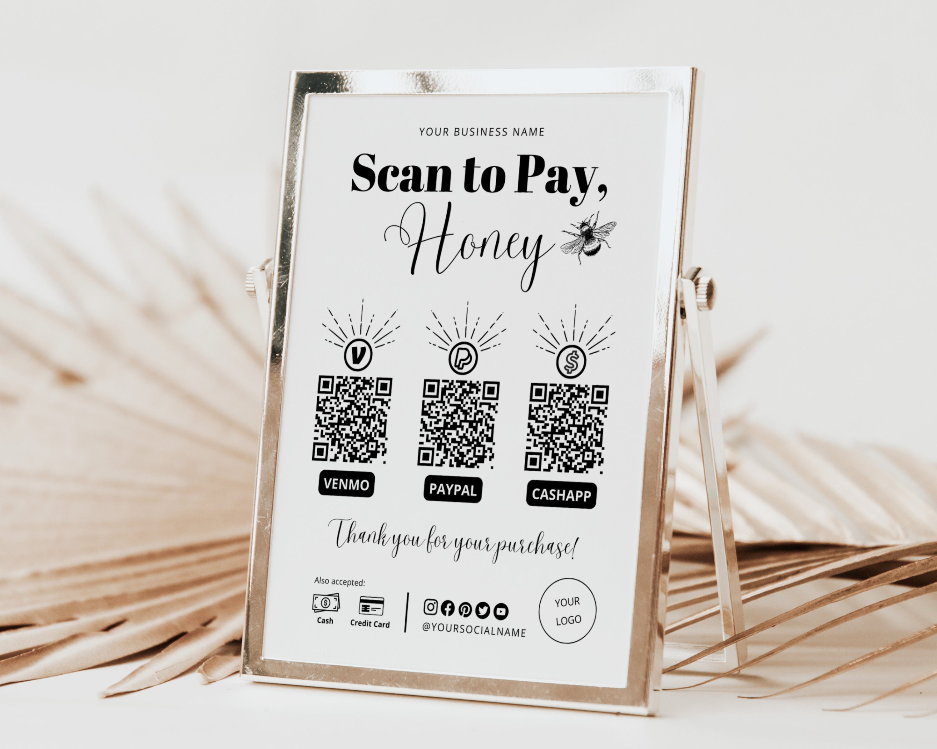 Editable Scan to Pay Sign Payment Method Sign Canva Template - Etsy