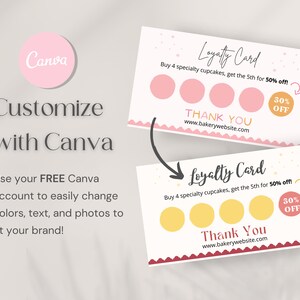 Cake Loyalty Card for Bakery Business, Bakery Branding Cupcake Rewards ...