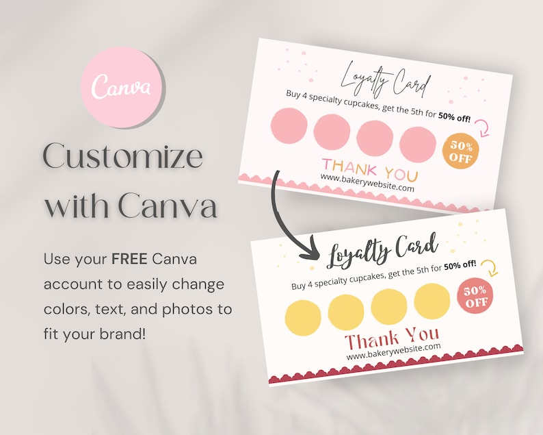 Cake Loyalty Card for Bakery Business, Bakery Branding Cupcake Rewards ...
