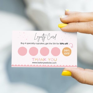 Cake Loyalty Card for Bakery Business, Bakery Branding Cupcake Rewards ...