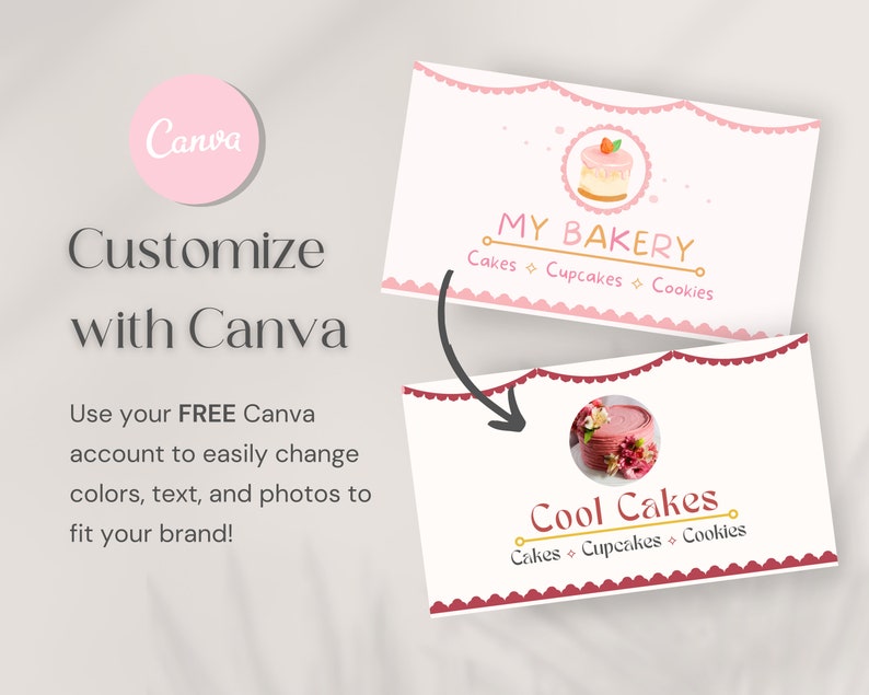 Bakery Business Card With QR Code, Editable Cake Business Card Canva ...