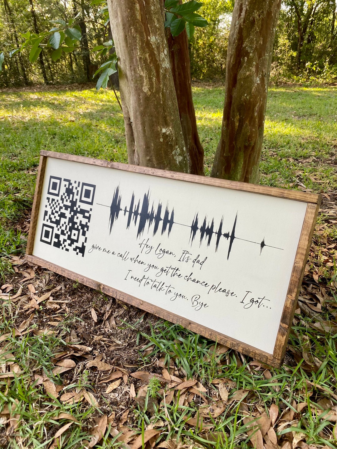 Voice Memo Wooden Sign - Memorable Sign - QR Code Sign - Sound Wave ...