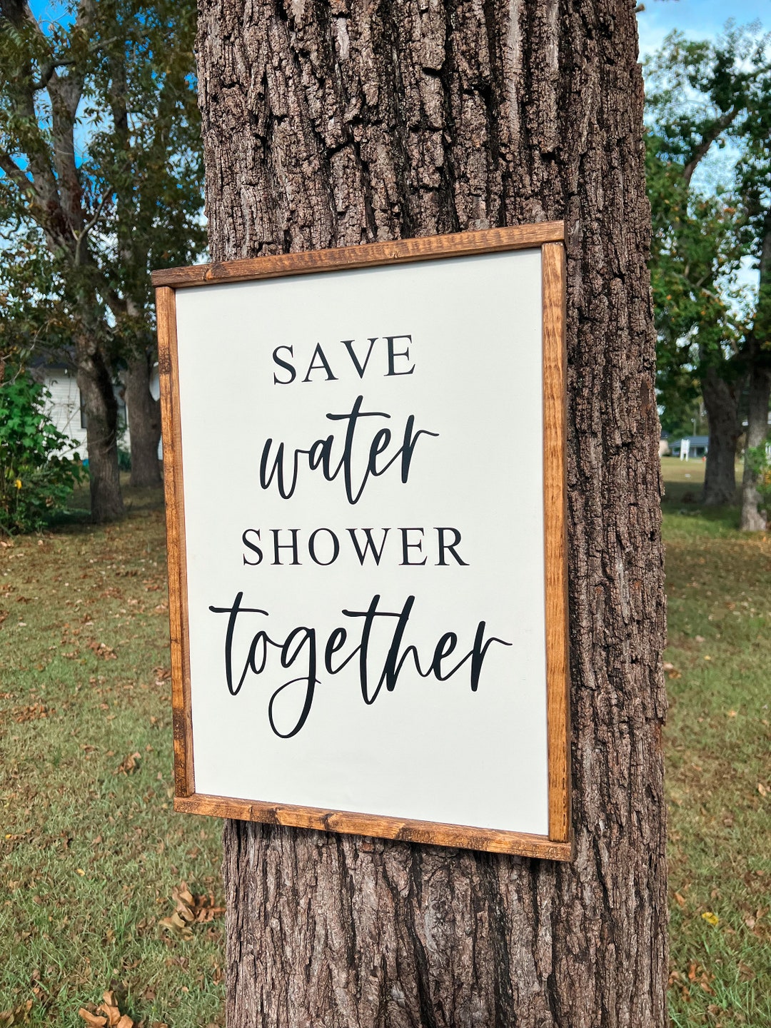 Save Water Shower Together Wooden Sign - Bathroom Sign - Bathroom Decor ...