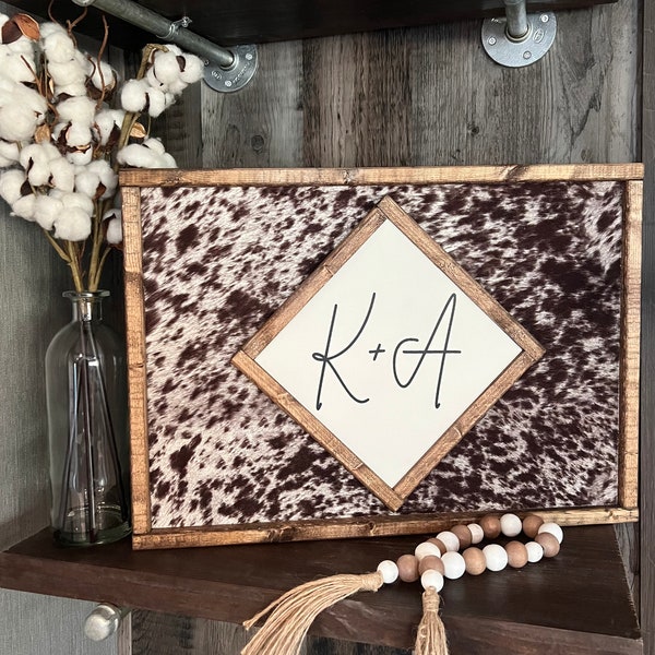 Cowhide Wedding Sign - Etsy