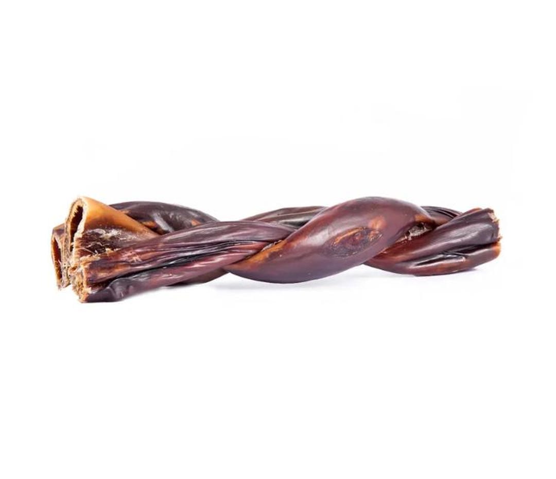 10" Raw Braided Beef Gullet Stick Dog Treat - Great for Medium to Large ...
