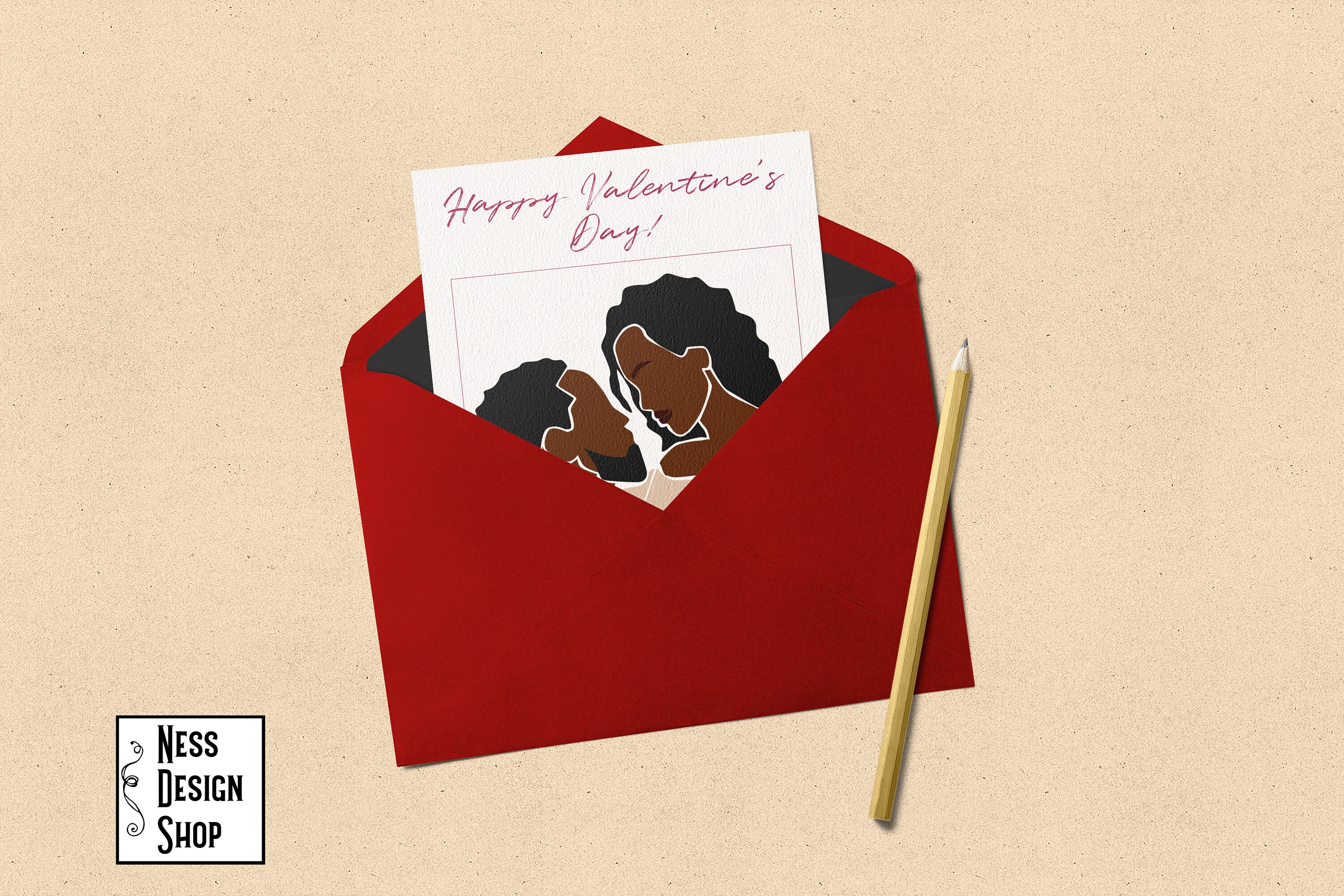 Black Love Valentine's Day Card: African American Couple (digital ...