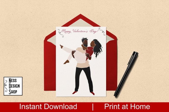 Printable Greeting Card African American Couple Happy | Etsy