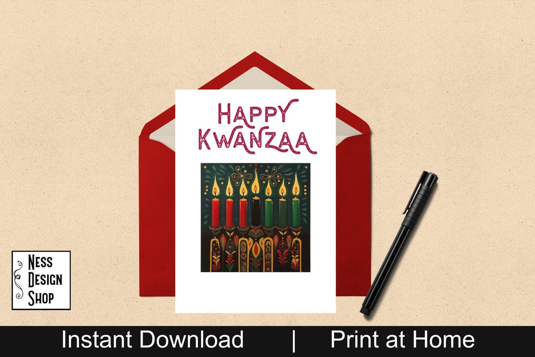 Happy Kwanzaa Digital Printable Card 5x7 Holiday Greeting Card for ...