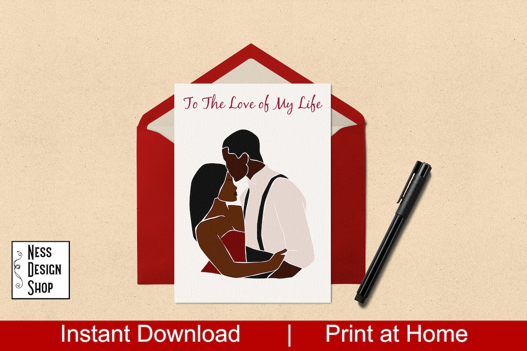 Printable Greeting Card to the Love of My Life african American Couple ...