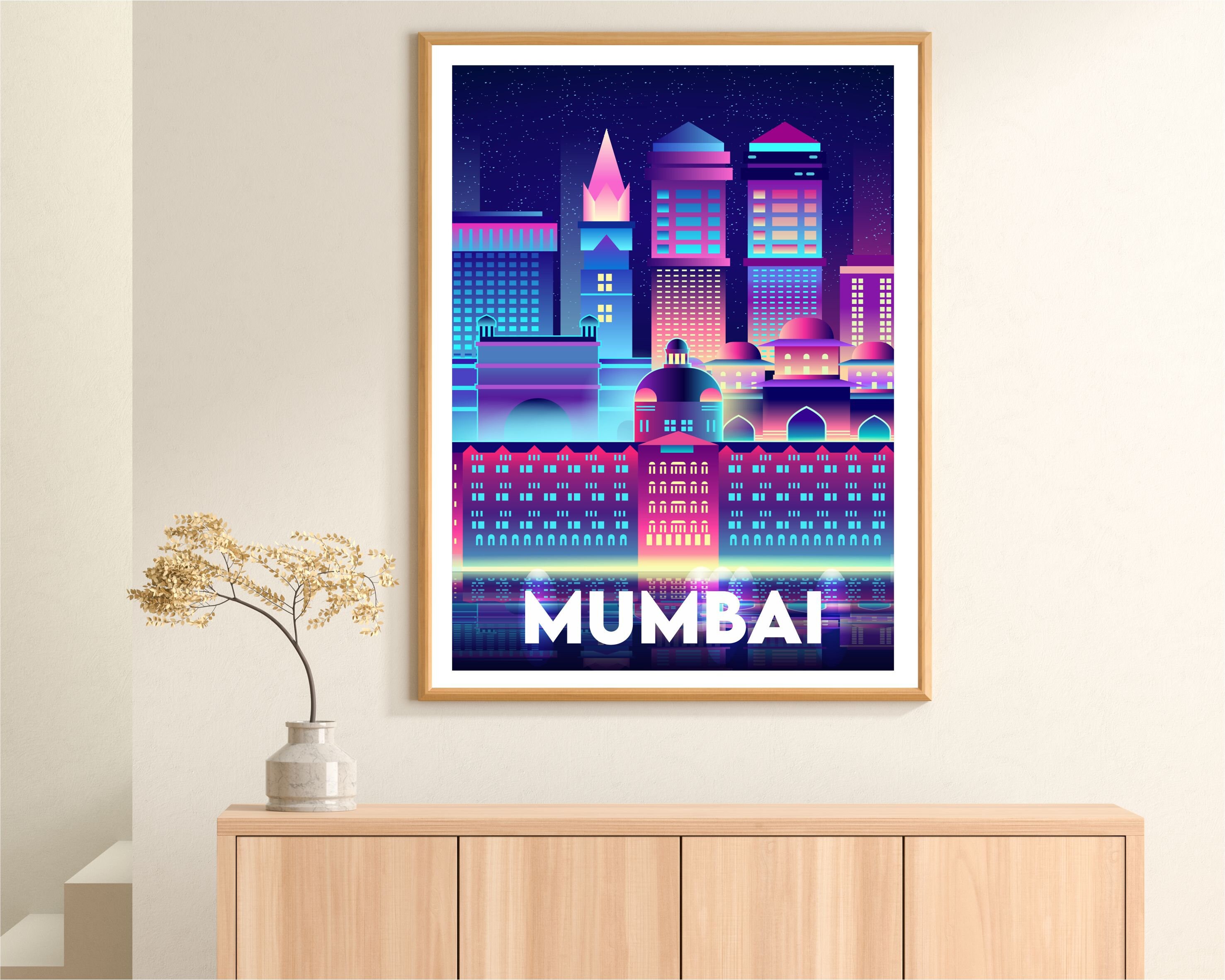 Mumbai Print Mumbai Poster Travel Poster India Artwork | Etsy