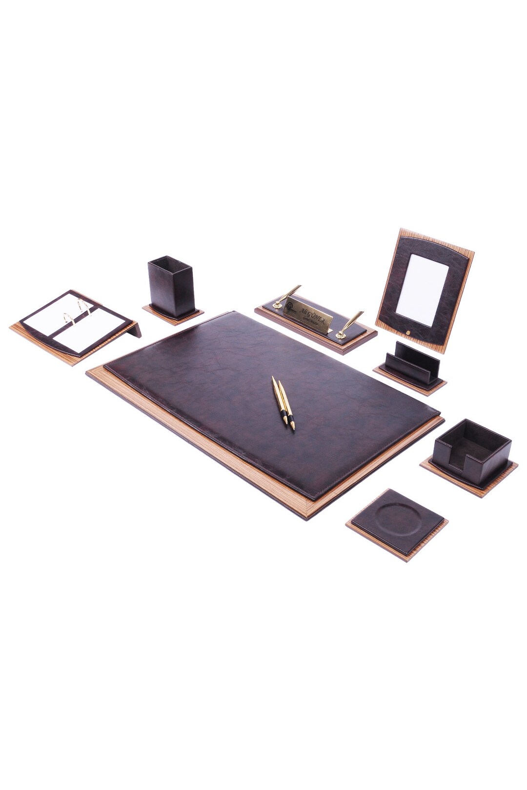 Wood Desk Set Leather Office Desk Organizer Office Desk Etsy Wood Desk Set Leather Office Desk Organizer Office Desk Etsy