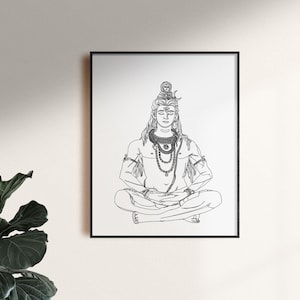 Lord Shiva Line Drawing, Indian Wall Art, Meditation Printable ...