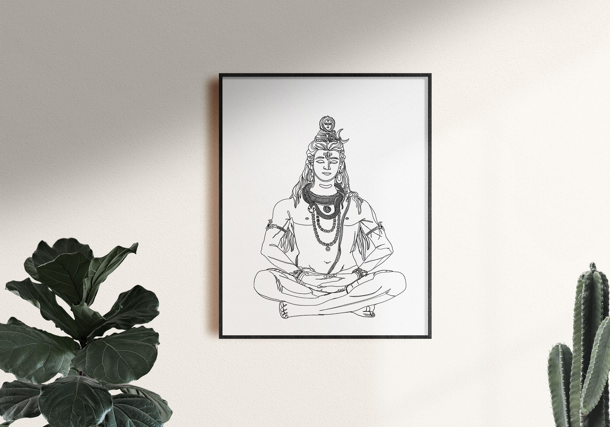 Lord Shiva Line Drawing, Indian Wall Art, Meditation Printable ...