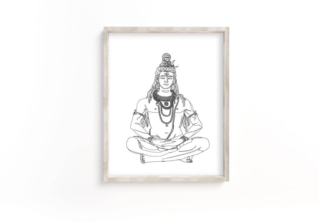 Lord Shiva Line Drawing, Indian Wall Art, Meditation Printable ...