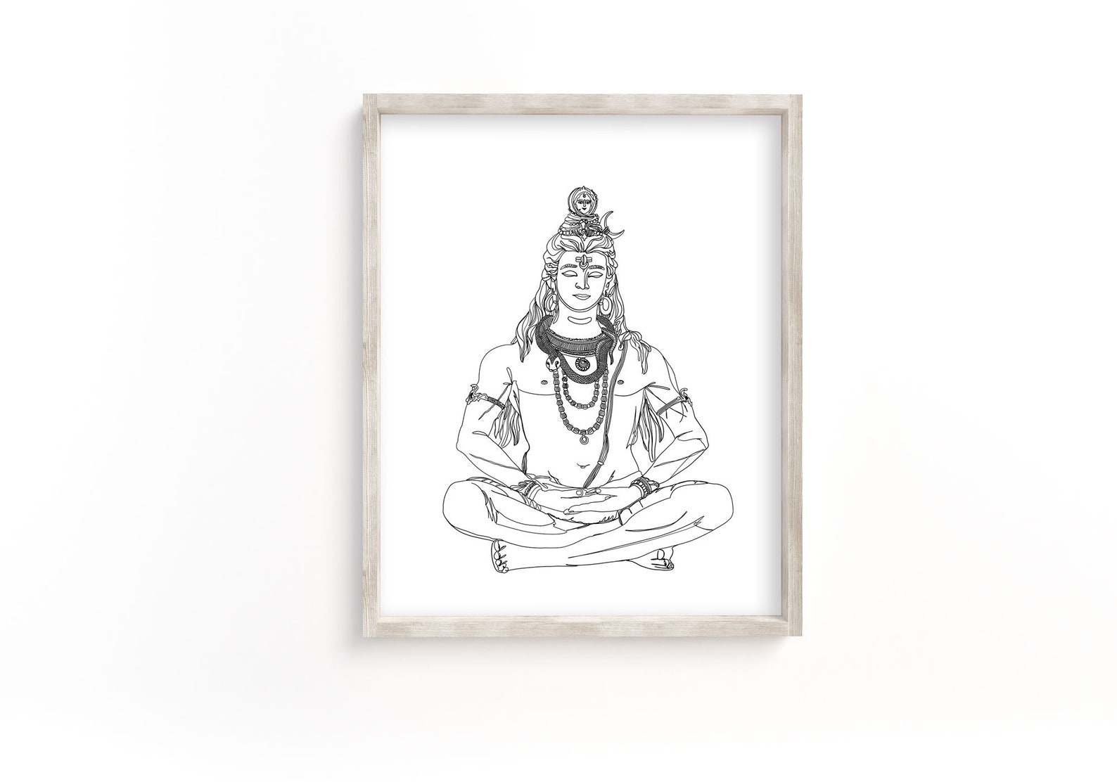 Lord Shiva Line Drawing, Indian Wall Art, Meditation Printable ...
